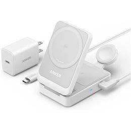Anker Wireless Charger "MagGo Wireless Charging Station (Foldable 3-in-1)", wei&szlig;, B:8,9cm H:6cm T:2,5cm, Ladeger&auml;te