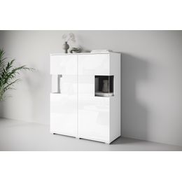 Highboard OTTO HOME "Kenia", wei&szlig; (wei&szlig; matt, wei&szlig; hochglanz), B:100cm H:120cm T:39,5cm, Sideboards, Highboard, Modernes Highboard mit Glast&uuml;ren, Breite 100 cm