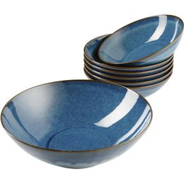 M&auml;ser Servierschale M&Auml;SER "Ossia", blau (k&ouml;nigsblau), Steinzeug, Sch&uuml;sseln, Servierschale, Salat-Set, Vintage-Charakter