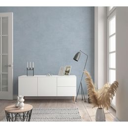 Vliestapete marburg, blau (blau, grau), B:0,53m L:10,05m, Vlies, Tapeten, moderne Tapete f&uuml;r Wohnzimmer Schlafzimmer K&uuml;che