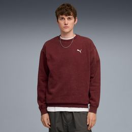 Langarmshirt Puma "ESS ELEVATED RELAXED WASH CREW FL", Herren, Gr. XXL, rot (ruby shimmer), Fleece, Obermaterial: 66% Baumwolle, 34% Polyester, bedruckt, relaxed fit normal, Rundhals, Shirts Langarmshirt, sportlicher Stil