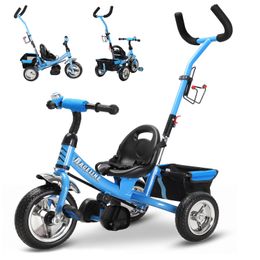 Spielwerk Kinderdreirad Raceline Blau Metall Schiebestange