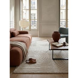Wollteppich Hoch-Tief Elfenbein 120 x 170 cm - LEVEN KADIMA DESIGN