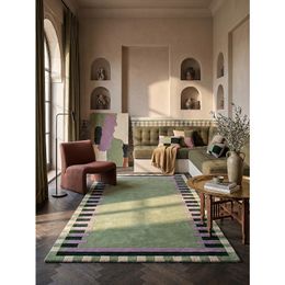 KADIMA DESIGN Wollteppich geometrisch Gr&uuml;n-Lila 120 x 170 cm - WENSUM Kadima