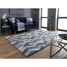 Wollteppich strapazierf&auml;hig Blau 160 x 230 cm - ESK KADIMA DESIGN