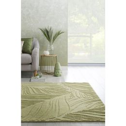 Wollteppich floral Gr&uuml;n-Beige 160 x 230 cm - LEVEN KADIMA DESIGN