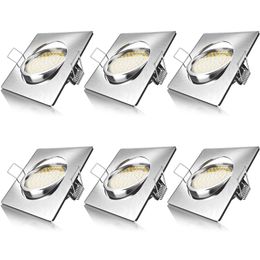 Brandson 6x LED Einbaustrahler in Edelstahl Optik, schwenkbarer Deckenspot mit 320 Lumen / Warmwei&szlig;