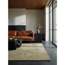 Wollteppich abstrakt Olivegr&uuml;n 200 x 290 cm - LEVEN KADIMA DESIGN