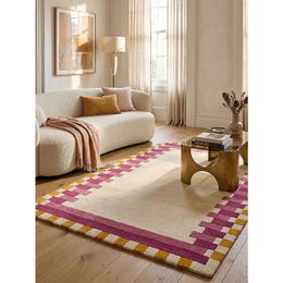 KADIMA DESIGN Wollteppich geometrisch Rosa-Gelb 200 x 290 cm - WENSUM Kadima