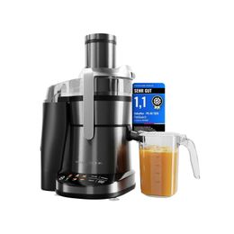 ProfiCook PC-AE 1326 dark inox Entsafter (Edelstahl-Einf&uuml;llschacht 8,5 cm, Saftbeh&auml;lter ca. 1 Liter, Tresterbeh&auml;lter ca. 2 Liter, extra feines Mikrosieb aus Edelstahl, Multicolor-Grafikdisplay mit Sensor Touch-Bedienung, 1000 Watt, Dark Inox)