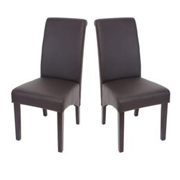 MCW 2er-Set Esszimmerstuhl Cesena ~ Kunstleder matt, braun, dunkle F&uuml;&szlig;e
