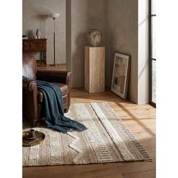 KADIMA DESIGN Jute-Teppich gestreift Natur-Wei&szlig; 200 x 290 cm - WHARFE Kadima