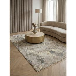 KADIMA DESIGN Teppich Hochglanz Metallic abstrakt Galaxie-Design pflegeleicht strapazierf&auml;hig SARNTAL, Gold 160x230 cm