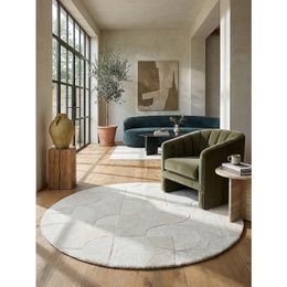 Wollteppich Kurzflor Elfenbein &Oslash;160 cm - DEBEN KADIMA DESIGN