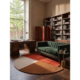 Wollteppich geometrisch Rot-Beige &Oslash;200 cm - HALLEIN KADIMA DESIGN
