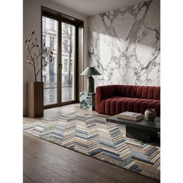 KADIMA DESIGN Wollteppich handgeschnitzt Blau-Bunt 160 x 230 cm - ESK Kadima