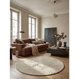 Wollteppich geometrisch Natur &Oslash;160 cm - LEVEN KADIMA DESIGN