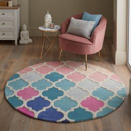 Wollteppich geometrisch Bunt &Oslash;160 cm - DERWENT KADIMA DESIGN