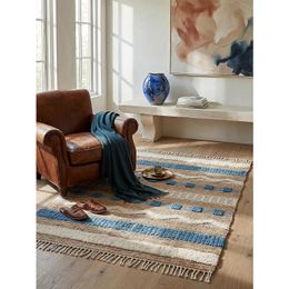Teppich gestreift Natur-Blau 120 x 170 cm - WHARFE KADIMA DESIGN