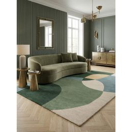 Wollteppich Hoch-Tief Gr&uuml;n-Blau 160 x 230 cm - AIRE KADIMA DESIGN