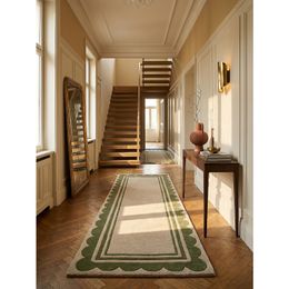 L&auml;ufer Wolle Gr&uuml;n-Beige 80 x 230 cm - WENSUM KADIMA DESIGN