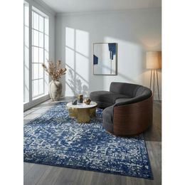 KADIMA DESIGN Teppich LODI-Lambro, im Vintage-Stil, Dunkelblau, 200 x 290 cm