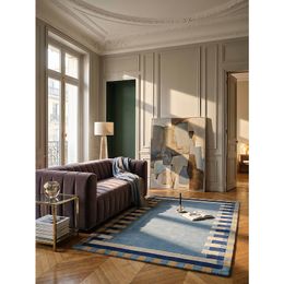KADIMA DESIGN Wollteppich geometrisch Blau-Gelb 160 x 230 cm - WENSUM Kadima