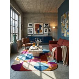 KADIMA DESIGN Wollteppich geometrisch Rosa-Bunt 160 x 230 cm - HALLEIN Kadima