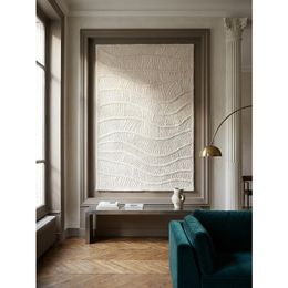 Wollteppich Wellen-Relief Wei&szlig; 140 x 200 cm - CARVE KADIMA DESIGN