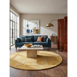 Wollteppich Kurzflor Senfgelb &Oslash;160 cm - DEBEN KADIMA DESIGN