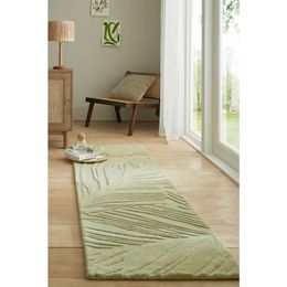 L&auml;ufer Wolle Gr&uuml;n-Beige 60 x 230 cm - LEVEN KADIMA DESIGN