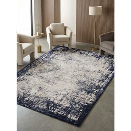 KADIMA DESIGN Teppich TIBER-Rieti, abstrakt, Dunkelblau, 120 x 170 cm