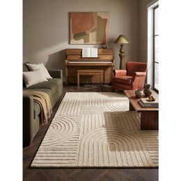 Wollteppich geometrisch Natur 160 x 230 cm - LEVEN KADIMA DESIGN