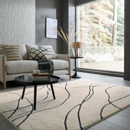 Teppich abstrakt Creme-Schwarz 200 x 290 cm - COLN KADIMA DESIGN