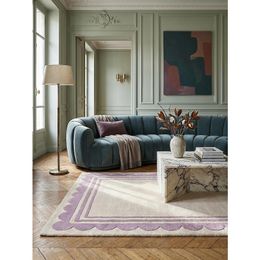 KADIMA DESIGN Wollteppich handgetuftet Lila-Beige 120 x 170 cm - WENSUM Kadima
