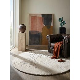 Wollteppich abstrakt Beige &Oslash;160 cm - LEVEN KADIMA DESIGN
