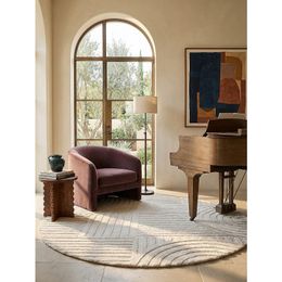 Wollteppich geometrisch Elfenbein &Oslash;160 cm - LEVEN KADIMA DESIGN