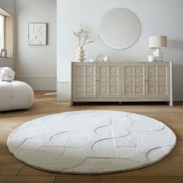 Wollteppich geometrisch Elfenbein &Oslash;160 cm - DEBEN KADIMA DESIGN