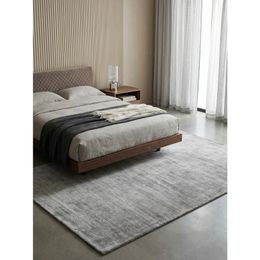 KADIMA DESIGN Viskoseteppich handgewebt BARI, einfarbig, Silber, 160 x 230 cm