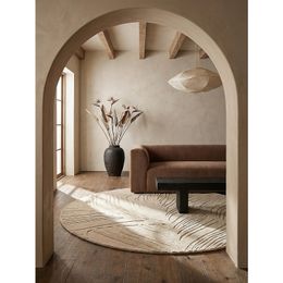 Wollteppich floral Beige &Oslash;160 cm - LEVEN KADIMA DESIGN