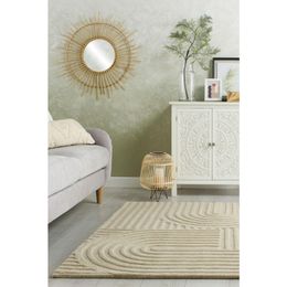 Wollteppich Hoch-Tief Natur 120 x 170 cm - LEVEN KADIMA DESIGN