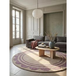 Wollteppich rund Lila-Beige &Oslash;120 cm - WENSUM KADIMA DESIGN