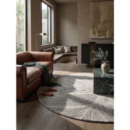 Wollteppich floral Grau &Oslash;160 cm - LEVEN KADIMA DESIGN
