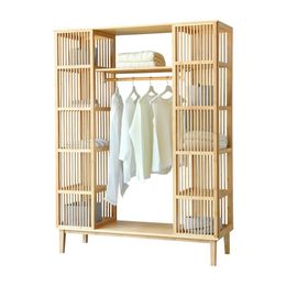 [en.casa] Kleiderschrank, Natur, Holz, Bambus, Rechteckig, 140x185x45 cm, Schlafzimmer, Kleiderschr&auml;nke