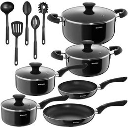 TecTake Kochtopfset, Schwarz, Metall, Rund, Kochen, T&ouml;pfe, Topfsets