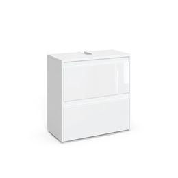 VICCO Waschbeckenunterschrank, Wei&szlig; Hochglanz, Holzwerkstoff, 2 F&auml;cher, 2 Schubladen, Rechteckig, 60.2x62.1x30 cm, Badezimmer, Badezimmerschr&auml;nke, Waschbeckenunterschr&auml;nke