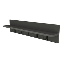 [en.casa] Wandgarderobe, Anthrazit, Holzwerkstoff, 80x18x13 cm, Garderobe, Garderobenleisten & Garderobenhaken