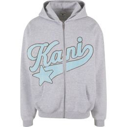 Sweatjacke Karl Kani "Karl Kani Karl Kani Kani Star Logo OS Full Zip Hoodie", Herren, Gr. XL, grau (graumelange, lightblau), 80% Baumwolle, 20% Polyester, Sweatjacken Sweatjacke