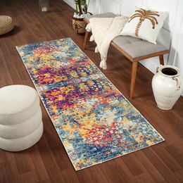 Teppich LIVABLISS "MOORE", gelb, B:80cm H:10mm L:220cm, Polypropylen (PP), Teppiche, Teppich, Modern abstrakter Teppich im Marble-Look