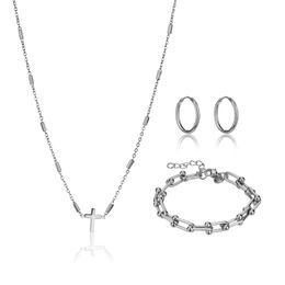 Ohrring und Ketten Set MARC LAUDER "MS005S", silber, Schmuck_Sets, Damen, 40cm-45.5cm/15cm-18.5cm, Edelstahl, 40cm-45.5cm/15cm-18.5cm